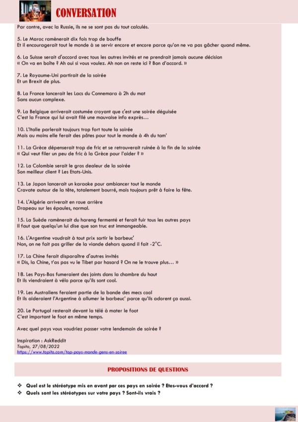 Les stéréotypes (B1-B2) - CAP SUR LE FLE